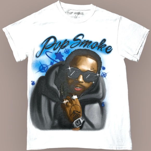 Pop Smoke | Shirts | Pop Smoke Official Homage Airbrush Graphic Tshirt ...